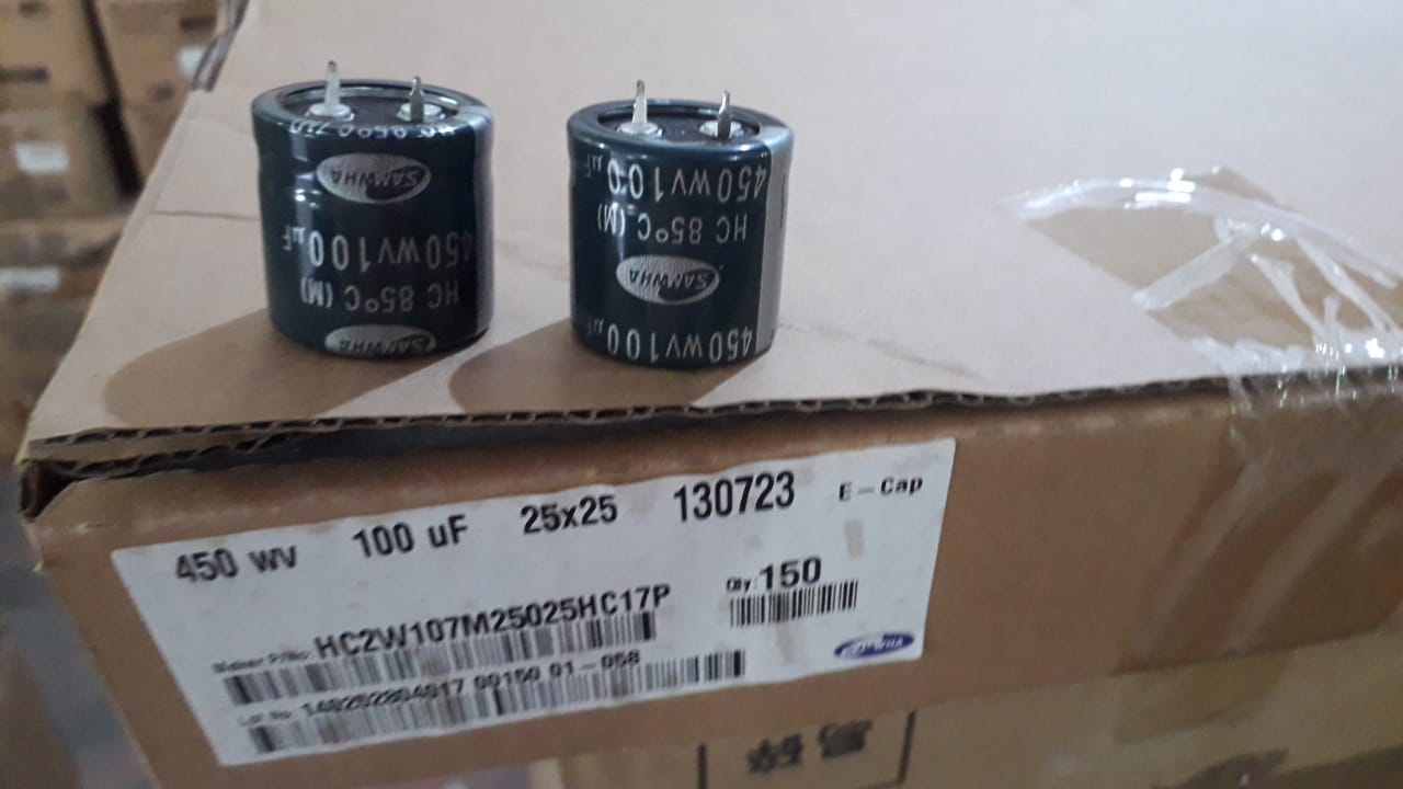 SAMWHA ELECTROLYTIC CAPACITOR 100UF 450V - MONGIA ELECTRONICS